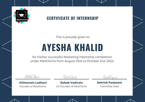 Ayesha Khalid On Linkedin Experience Internship Meditechx Marketing