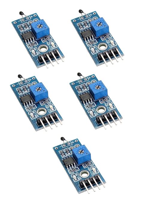 Invento 5pcs Ntc Thermistor Temperature Sensor Module 4 Pin Lm393 5v For Diy