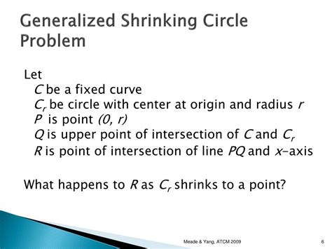 Ppt Analytic Geometric And Numeric Analysis Of The Shrinking Circle