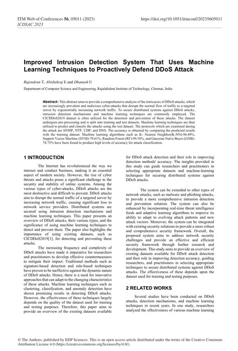 Pdf Improved Intrusion Detection System That Uses Machine Learning Techniques To Proactively