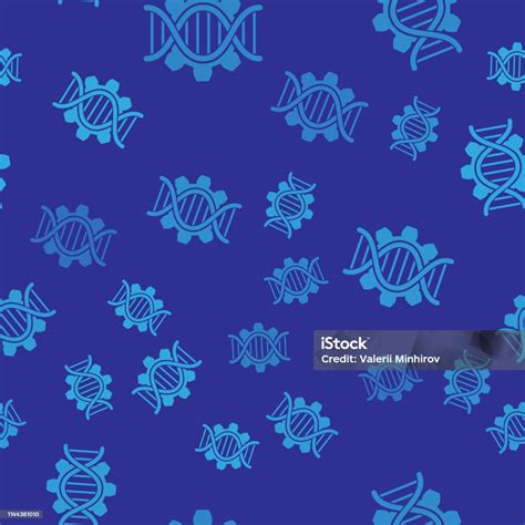 파란색 유전 공학 아이콘 파란색 배경에 고립 된 완벽 한 패턴입니다 유전자 분석 유전학 검사 클로닝 친자 확인 검사 벡터 일러스트 Dna에 대한 스톡 벡터 아트 및 기타