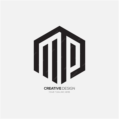 Premium Vector Polygonal Letter Mp Negative Space Modern Shape Alphabet Monogram Hexagon Logo