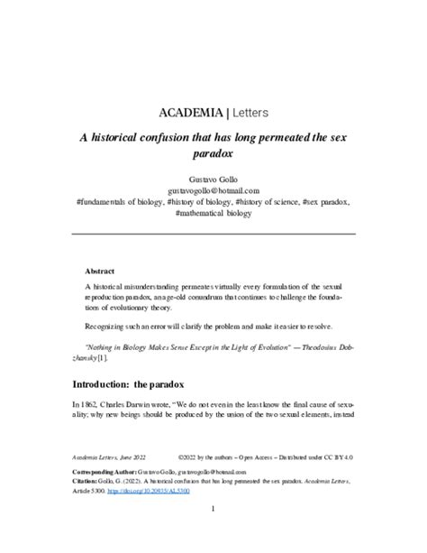 Pdf A Historical Confusion That Has Long Permeated The Sex Paradox