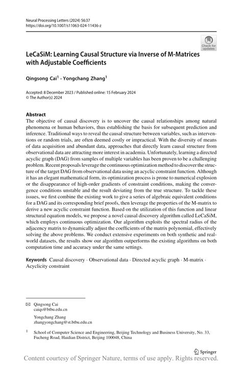 Pdf Lecasim Learning Causal Structure Via Inverse Of M Matrices With