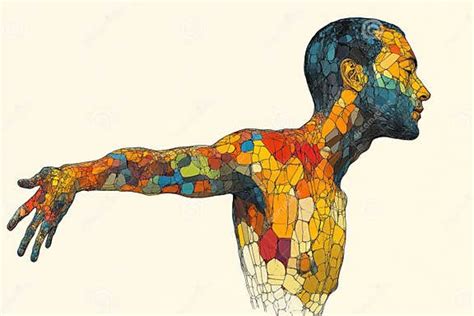 Irregular Graph Illustration As Human Body Shape With Vibrant Color Sections And Abstract Design