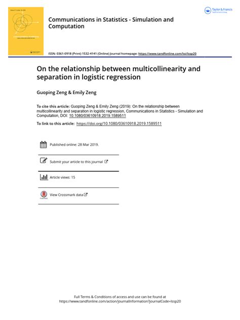 On Relationship Between Multicollinearity And Separation In Logistic
