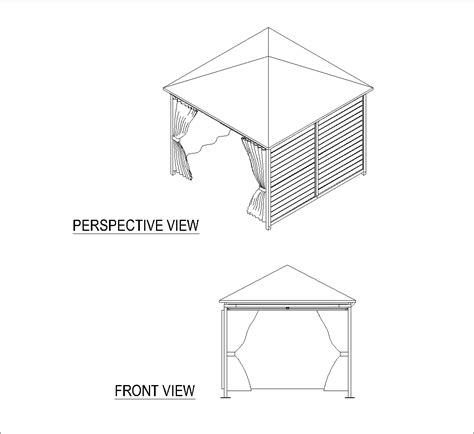 Gazebo With Privacy Wall Dwg Cad Block Free Download