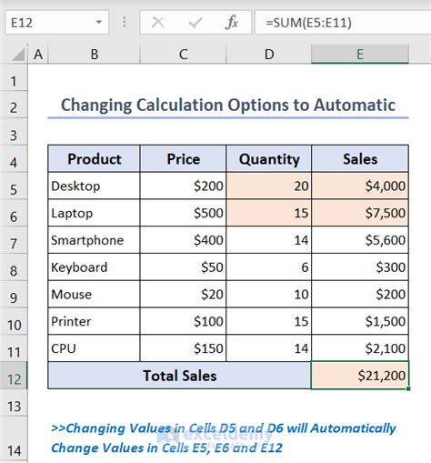 How To Use The Excel Calculation Options 6 Examples Exceldemy