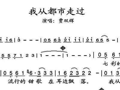 我从都市走过 贾双辉 歌谱 简谱