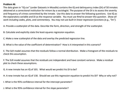 Solved Problem The Data Given In Iq Csv Under Chegg