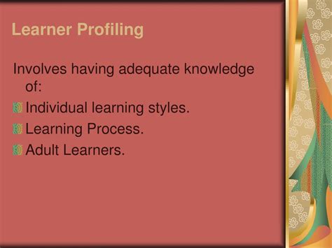 PPT Learner Profiling Impact On And Benefits To Developing Care Professionals PowerPoint