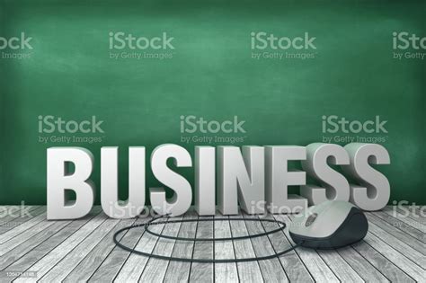 칠판 배경에 컴퓨터 마우스와 3d 단어 비즈니스 3d 렌더링 3차원 형태에 대한 스톡 사진 및 기타 이미지 3차원 형태