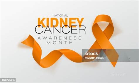 국가 신장 암 인식의 달입니다 오렌지 컬러 리본 투명 한 배경에 고립입니다 포스터에 대 한 벡터 디자인 서식 파일입니다 주황색에
