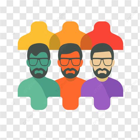 안경과 얼굴을 가진 직소 퍼즐 그림 남자 벡터 흰색 배경에 있는 블로거의 단순한 다채로운 아이콘 그림자 없음 작은 프레임