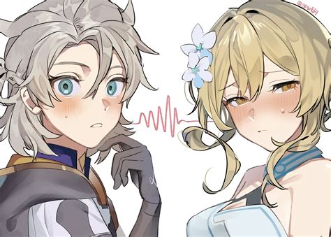 Lumine And Albedo Genshin Impact Drawn By Gpw Danbooru