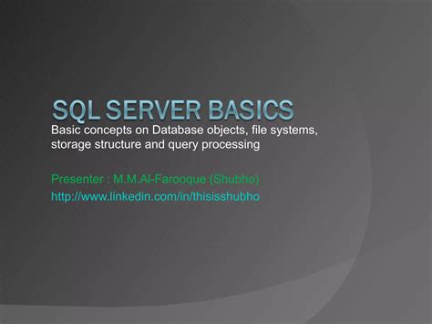 Sql Server Basics Ppt Databases Computer Software And Applications