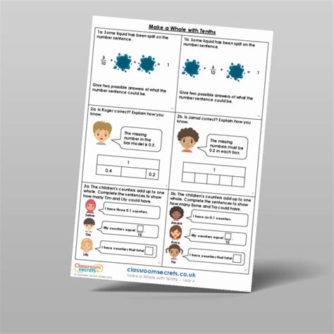 year 4 make a whole with tenths reasoning and problem solving resource