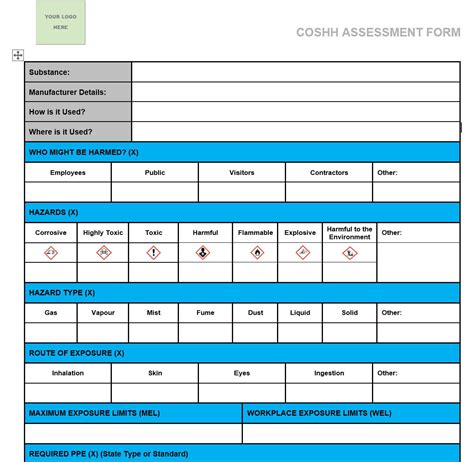 Blank Coshh Assessment Template Ms Word Fully Customisable Editable And Brandable Etsy Uk