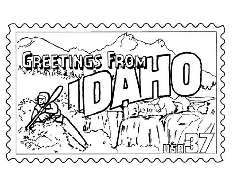 Usa Printables Idaho State Stamp Us States Coloring Pages