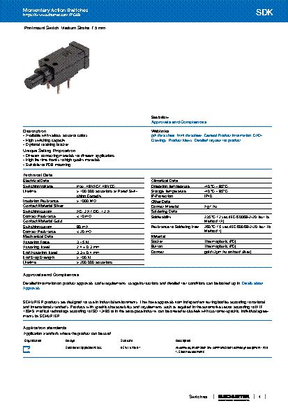 SDK Datasheet Printmount Switch Available With Various Actuator