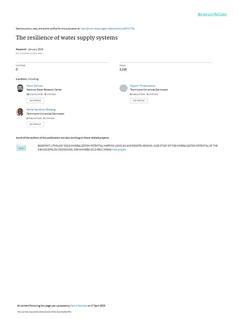 Resilience Water Supply System2pdf Pdf Psychological Resilience