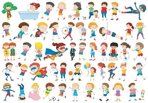 Set Of People Doing Activites Activity Set Villiam Vector Activity