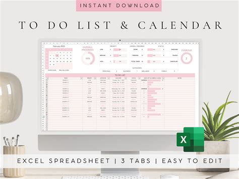Task Planner Template Spreadsheet Excel Productivity Planner Household Planner To Do List