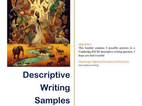 Descriptive Writing Samples Teaching Resources