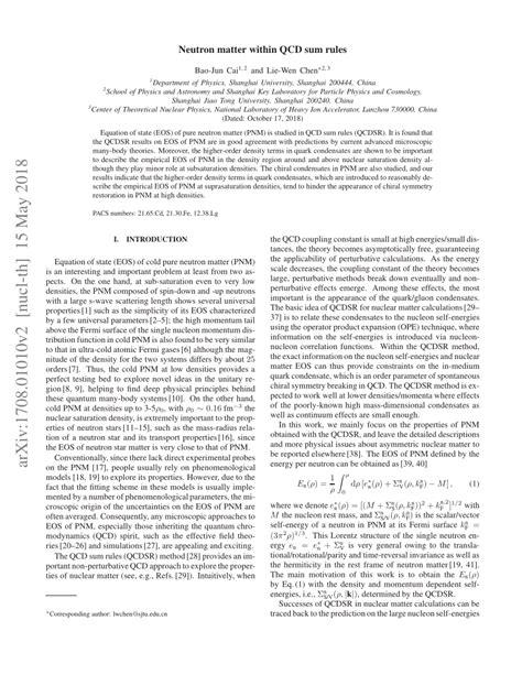 Pdf Neutron Matter Under Qcd Sum Rules