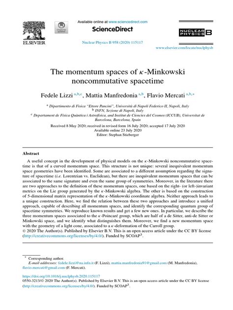 2020 The Momentum Spaces Of K Minkowski Noncommutative Spacetime Pdf
