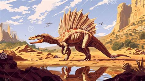 The Spinosaurus Equipped With Its Iconic Sail And Sharp Teeth Carefully