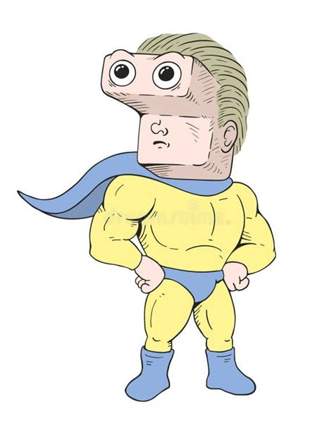 Funny Hero With Cube Head Stock Vector Illustration Of Powerful 358594117