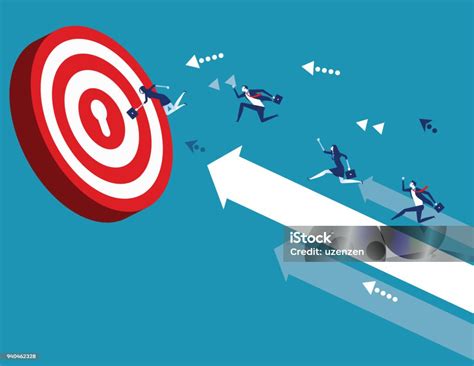 비즈니스 팀 그들의 목표에 도달 컨셉 비즈니스 벡터 일러스트입니다 평면 캐릭터 디자인입니다 4 명에 대한 스톡 벡터 아트 및 기타 이미지 Istock