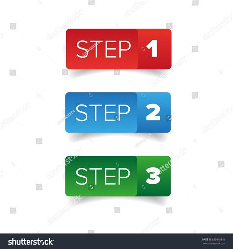 Step One Two Three Button Stock Vector Royalty Free 639818845