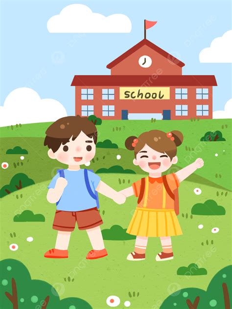 손 그림 바람 개학 장면 배경 배경 화면 및 일러스트 무료 다운로드 Pngtree