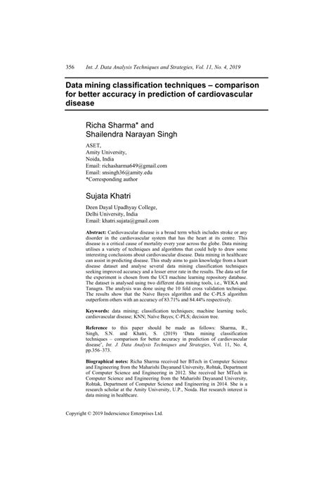 PDF Data Mining Classification Techniques Comparison For Better Accuracy In Prediction Of