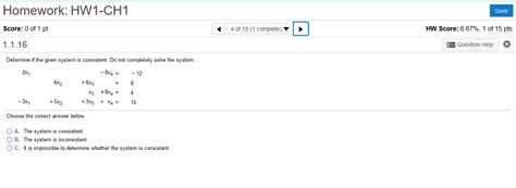 Solved Determine If The Given System Is Consistent Do Not