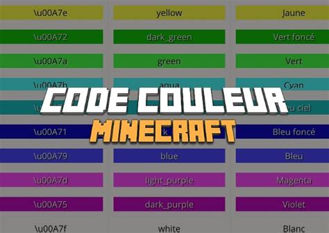 Code Couleur Minecraft Tableau Et Utilisation Minecraft Fr