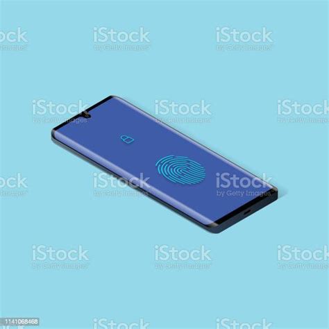 화면에 지문이 있는 스마트폰이 등각 투영 됩니다 벡터 일러스트 3차원 형태에 대한 스톡 벡터 아트 및 기타 이미지 3차원 형태 그래픽 사용자 인터페이스 데이터