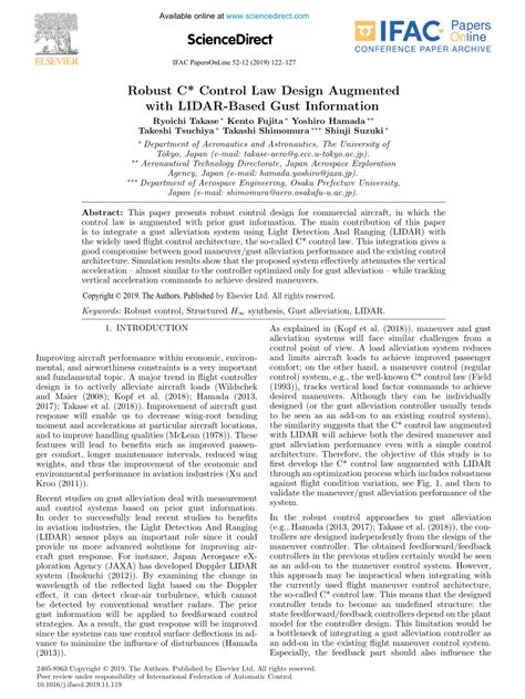 Pdf Robust C Control Law Design Augmented With Lidar Based Gust Information