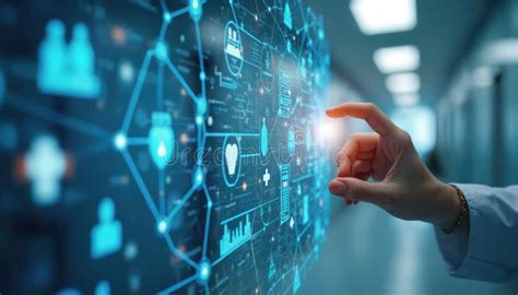 Healthcare Predictive Analytics Doctors Hand Touches Digital Interface