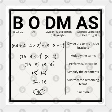 Bodmas Acronym Meaning And Problems Example With Answers Wall And Art Printmathematical Order Of
