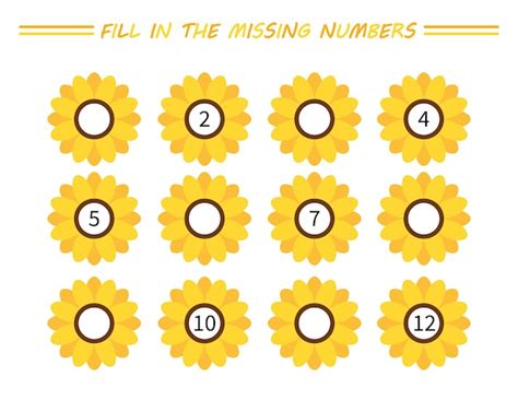 Premium Vector Fill In The Missing Numbers Worksheet Math Activity