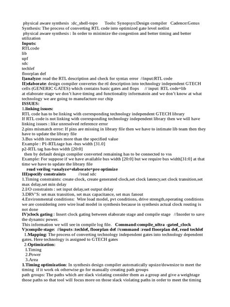 Physical Aware Synthesis Pdf Logic Synthesis Electronic Design
