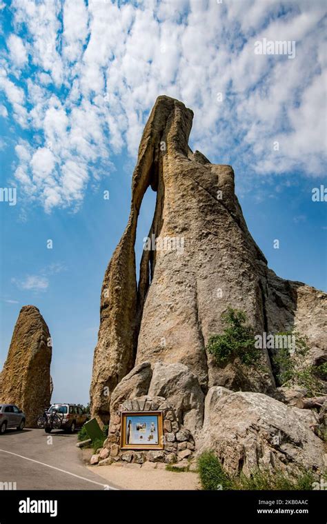 Needles Highway A National Scenic Byway And Needles Eye Is Seen Along