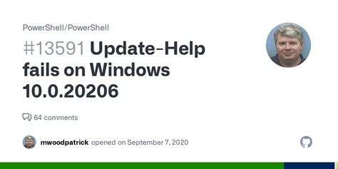 Update Help Fails On Windows 10020206 · Issue 13591 · Powershellpowershell · Github