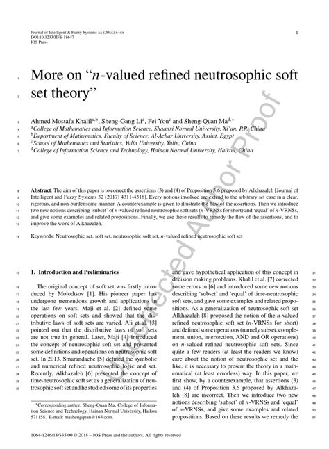 Pdf More On N Valued Refined Neutrosophic Soft Set Theory”