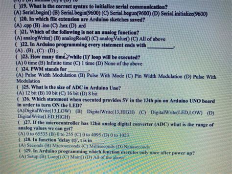 Solved 19 What Is The Correct Syntax To Initialize Serial