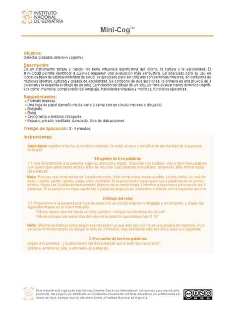 Mini Cog Pdf Cognición