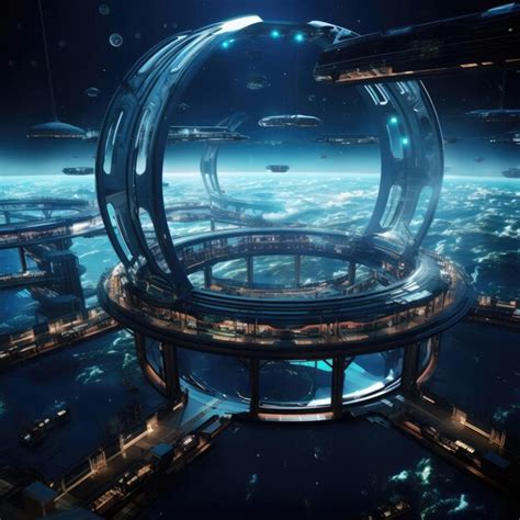 Premium Ai Image A Large Circular Space Station In Space